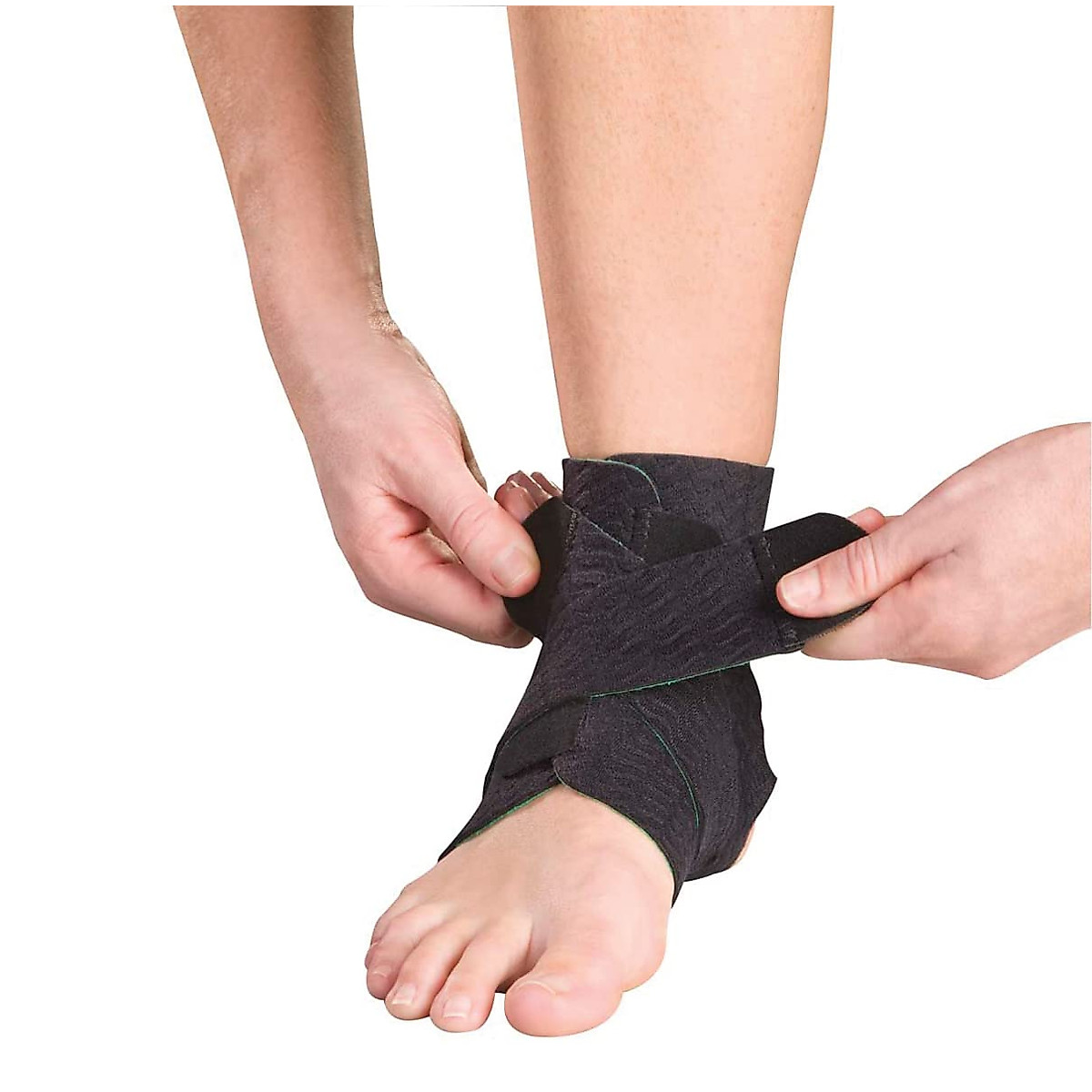 MUELLER Sports Medicine Green Adjustable Ankle Support Brace, Ankle Pain Relief Support for Men and Women, Ideal for Sprains, Strains, Arthritis, Black, One Size