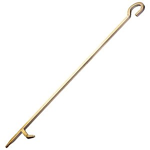 25" Brass Plated Iron Fireplace & Pit Poker, Fireplace Tool Accessory, Chimney Poker Indoor & Outdoor for Camping, Rust Resistant Finish with a Golden Touch, Fireplace Brush