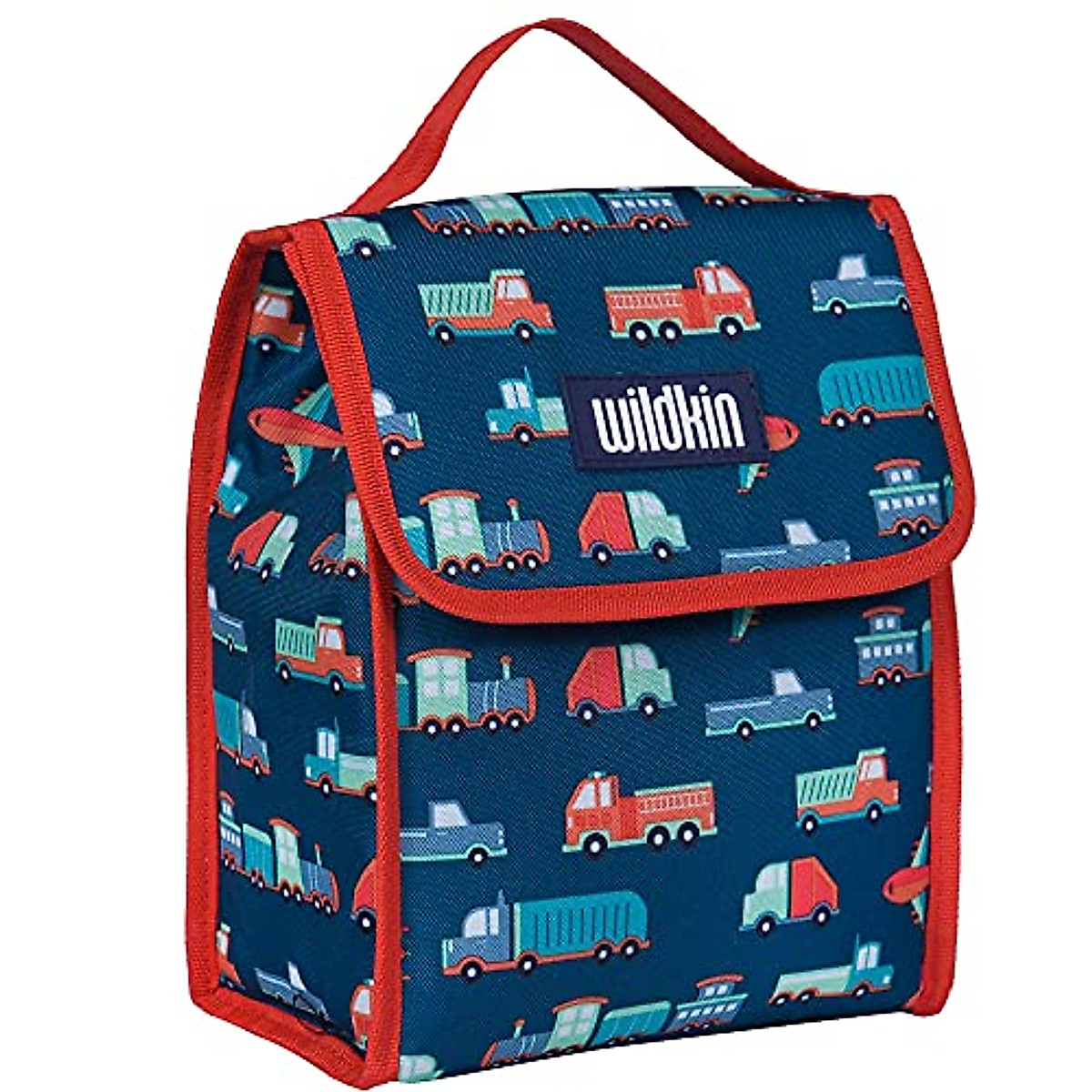Wildkin Kids Insulated Lunch Bag for Boys & Girls, Reusable Lunch Bag is Perfect for Daycare & Preschool, Ideal Size for Packing Hot or Cold Snacks for School & Travel Lunch Bags (Transportation)