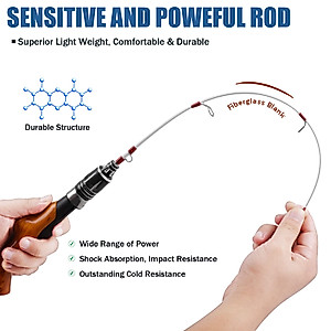 Ice Fishing Rod Portable Lightweight Spinning Rod Ice Fishing Pole Winter Ice Fishing Gear for Trout Walleye Perch Panfish Crappie