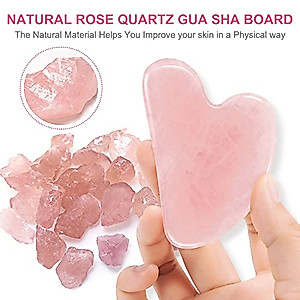 Gua Sha Massage Tools & Rose Oil & Vitamin C Serum in One Set for Facial Massage, Face Oil and Serum Gua Sha Pack, Anti Age Wrinkle and Dark Spot Face Skin Care Sets & Kits for Women