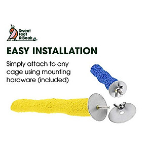 Sweet Feet and Beak Comfort Grip Safety Perch for Bird Cages - Patented Pumice Perch for Birds to Keep Nails and Beaks in Top Condition - Safe Easy to Install Bird Cage Accessories - M 8.5"