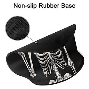 Britimes Ergonomic Mouse Pad with Wrist Support Black Human Skeleton Non-Slip Rubber Base Mousepad for Home Office Gaming Working Computers Laptop Easy Typing & Pain Relief