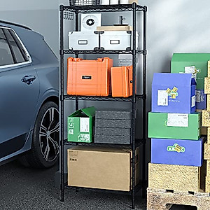 DABUFOY 5 Tier Metal Shelving, Kitchen Shelves, Adjustable Storage Shelves Heavy Duty, Wire Rack Shelf Garage Organizer, Standing Storage Shelf Units for Bathroom Pantry (Black, 23.22L x 13W x 59H)