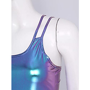 Loloda Women's Sexy Latex Stretchy Bodycon Wrap Dress Sleeveless Mini Club Party Dresses Shiny Blue Small