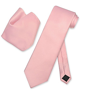 Vesuvio Napoli Solid DUSTY PINK Color NeckTie & Handkerchief Men's Neck Tie Set