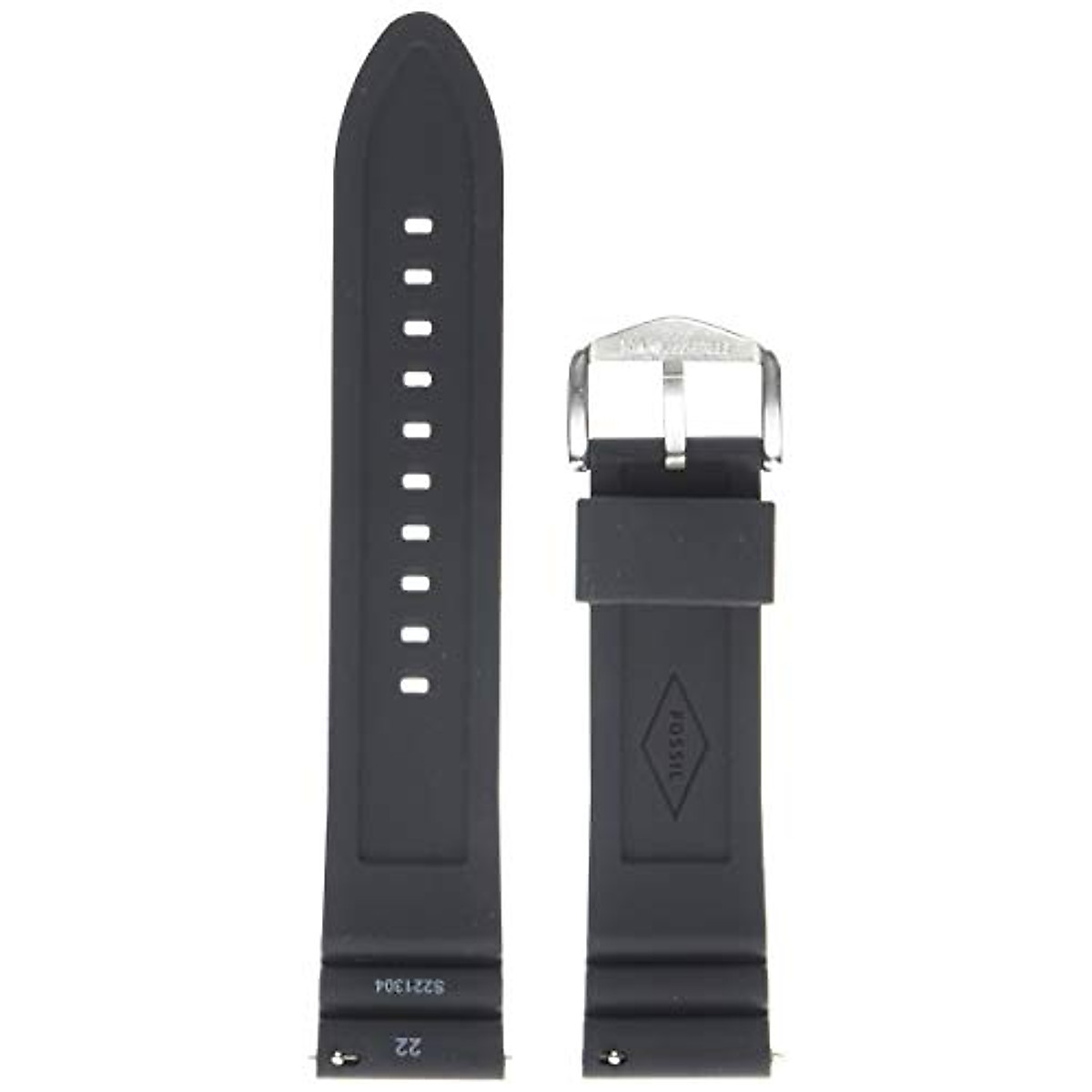 Fossil All-Gender 22mm Silicone Interchangeable Watch Band Strap, Color: Black (Model: S221304)