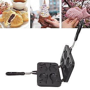 Taiyaki Fish Shaped Cake Pan, Non stick Waffle Cake Maker with Anti Scalding Handle, Pancake Baking Double Pan ,Non Stick