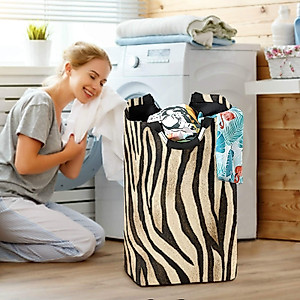 ALAZA Large Laundry Basket Vintage Zebra Print Animal Laundry Bag Hamper Collapsible Oxford Cloth Stylish Home Storage Bin with Handles, 22.7 Inch