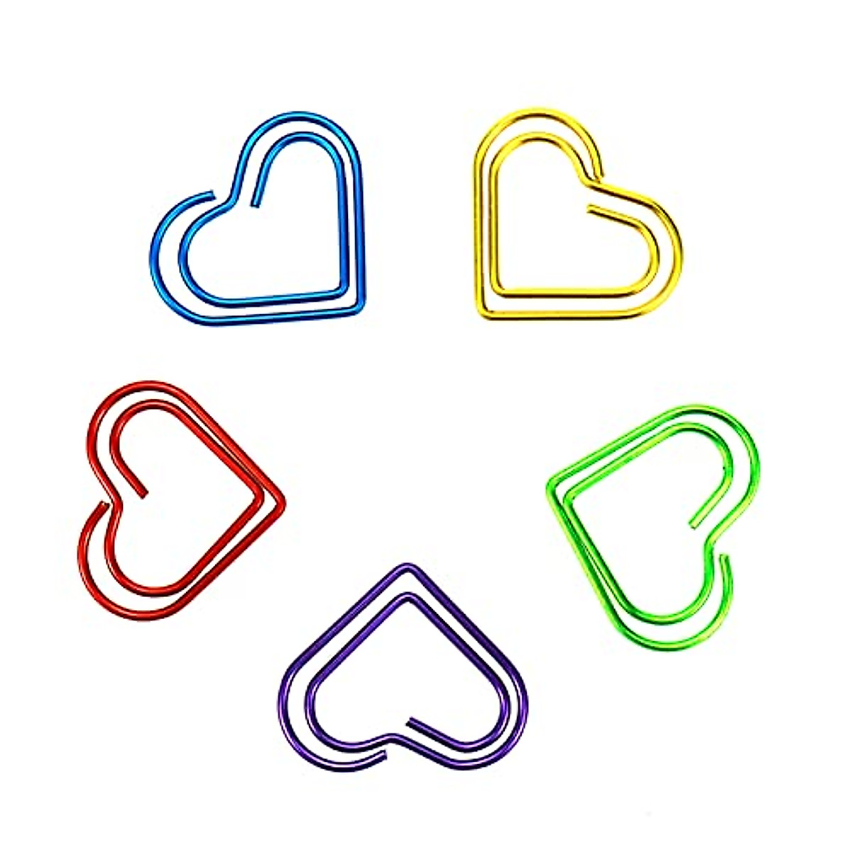LC LICTOP Multicolor Heart Shape Paper Clips Creative Shape for Bookmark Office School Notebook 80pcs