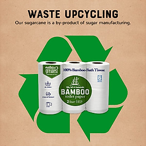 Nature's Greatest Foods - Toilet Paper, 6-Roll Pack, 2-Ply Tree-Free Soft and Silky Bathroom Tissue, Sustainable Packaging - Ideal for Eco-Conscious Consumers