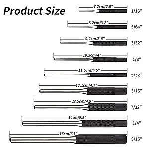 Feyachi Roll Pin Punch Set with Storage Pouch, 9 Piece Steel Removal Tool Kit