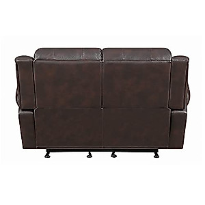 Coaster Furniture Sir Rawlinson Glider Loveseat with Nailhead Studs Dark Brown 650162