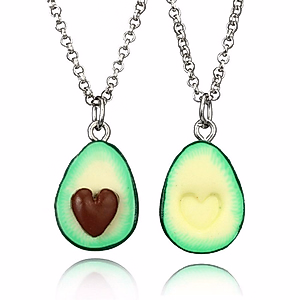 MJartoria BFF Necklace for 2-Best Friend Necklaces Cute Avocado with Heart Friendship Necklaces Set of 2 Friendship Valentine Gifts (Avocado)