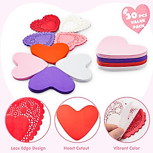 JOYIN 126+ Pcs Valentines Day Craft Gift Set with 100 Heart Doilies, 24 Pcs Foam Hearts & 2 Bags of Foam Heart Stickers for Kids, Tableware Decoration, Home Activitie, Kitchen Disposable Table Doilies