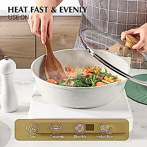 SENSARTE Nonstick Ceramic Sauté Pan 12-Inch, Non-toxic Deep Frying Pan Skillet with Lid, Healthy Jumbo Cooker, Stay Cool Handle, Induction Compatible, PFOA & PFAS Free