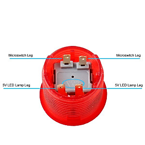 EG STARTS 5 Piece 24mm Full Color LED Illuminated Push Button Built-in Switch 5V Buttons for Arcade Joystick Games Mame Jamma Raspberry Pi 2