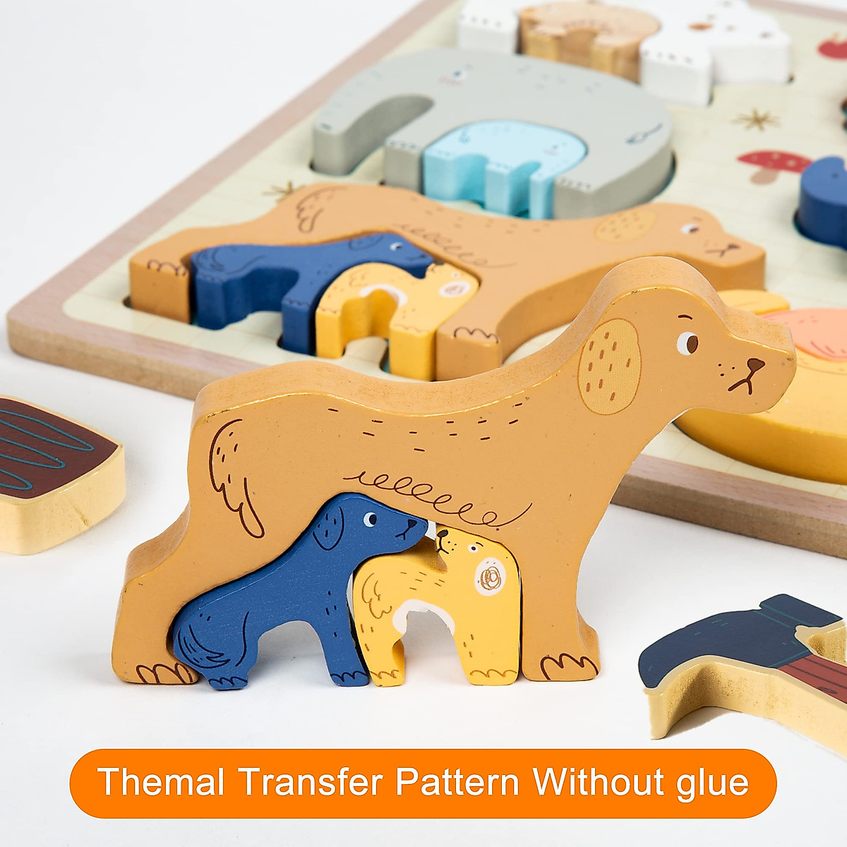 TOGELIN Wooden Puzzles for Toddlers 1-3, Baby Puzzles, Montessori Toys for Kids, Preschool Learning Toys for Boys and Girls-Animal & Tool