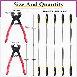 Swpeet 12Pcs Mosaic Tools with Needle File Set, Including Heavy Duty Glass Mosaic Cut Nippers and Tile Nippers, 10Pcs Metal Files, Hardened Alloy Strength Steel Perfect for DIY Tile Mosaic Cutter