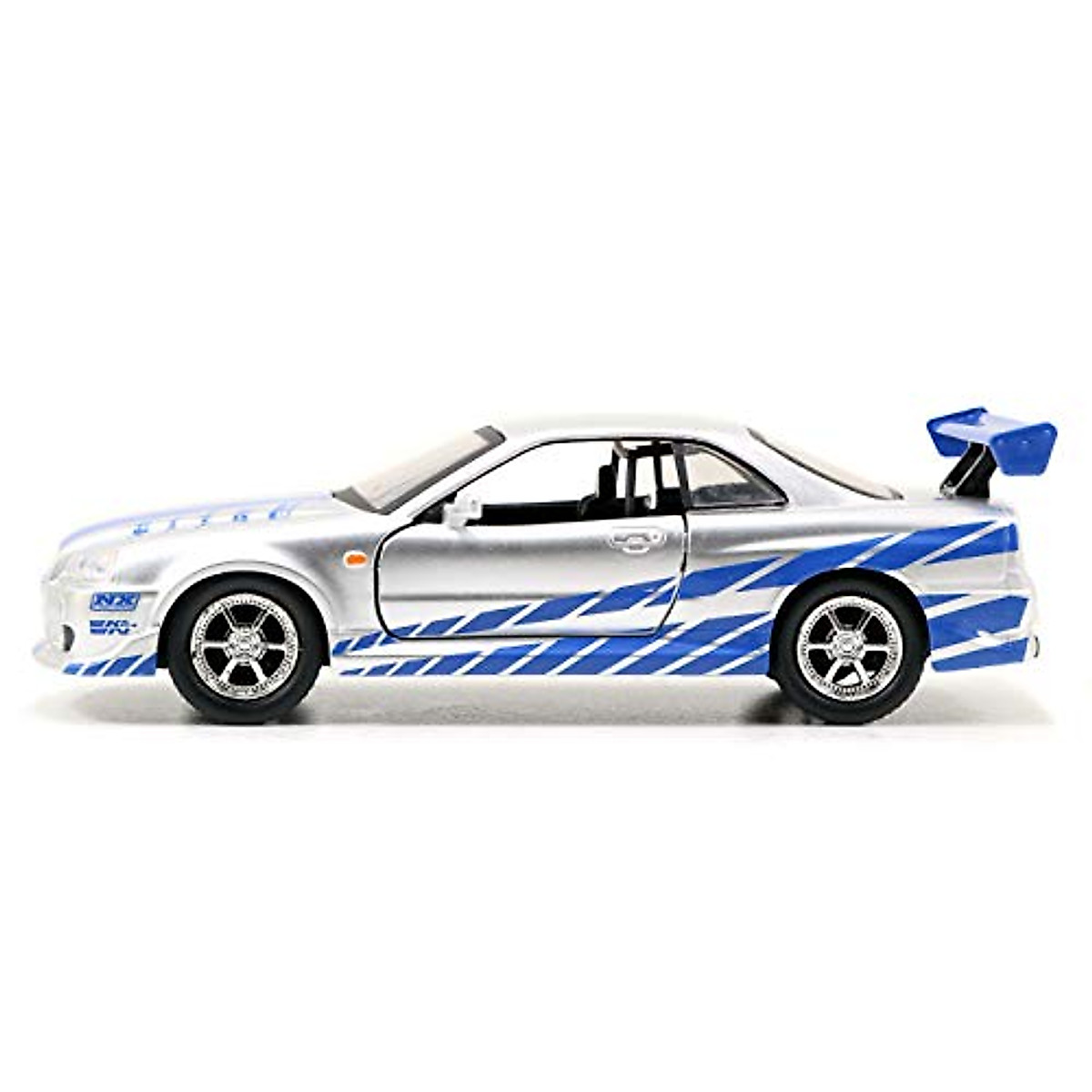 Fast & Furious Brian's Nissan Skyline GT-R R34 Silver & Nissan GT-R R34 Blue 1:32 Die - cast Car, Toys for Kids and Adults