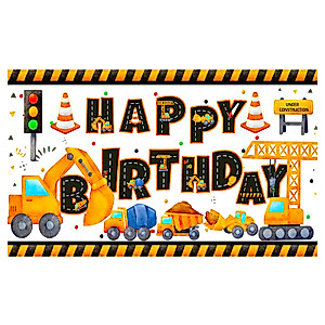 Guienco Construction Birthday Party Decorations Includes Construction Birthday Party Theme Supplies Backdrop（5FTX3FT） for Kids Birthday Party Baby Shower Partys Supplies