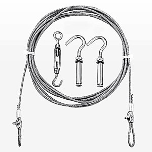 Vousile 50ft Clothesline Outdoor, 50' Stainless Steel Clothesline Wire Kit Heavy Duty Clotheslines Rope for Camping Travel Drying