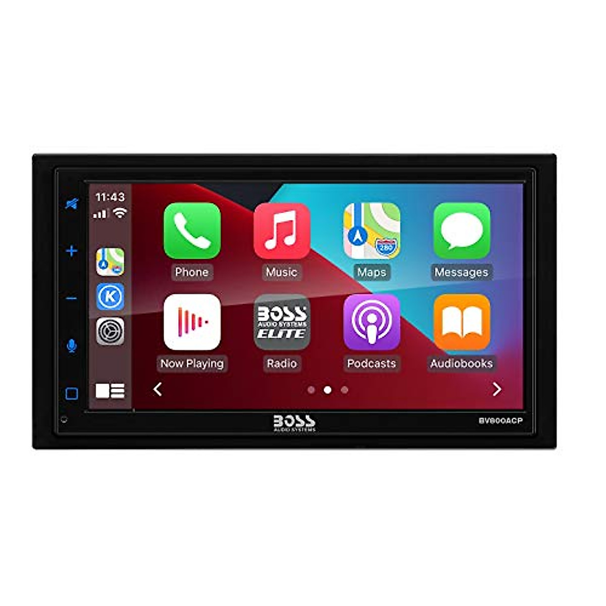 BOSS Audio Systems Elite BV800ACP Car Multimedia Player with Apple CarPlay - Android Auto Double Din Car Stereo, 6.75 Inch LCD Capacitive Touchscreen Bluetooth MP3 USB A/V in AM/FM Receiver, Steering