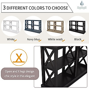 Knocbel 46.5in Entry Console Table with Open Shelves and X-Shaped Frame, Hallway Entryway Sofa Side 3-Tier Table