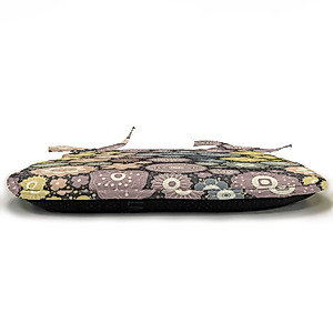 Lunarable Floral Chair Seating Cushion Set of 4, Illustration of Blooming Flowers from Spring Season in Vintage Style, Anti-Slip Seat Padding for Kitchen & Patio, 16"x16", Dark Grey and Multicolor