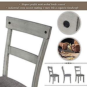 Merax 5-Piece Wooden Dining Table Set with 4 Chairs for Kitchen, Industrial Style, Light Grey