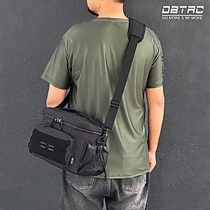 DBTAC Tactical Lunch Box, Large Insulated Lunch Bag Fits 12-Cans w/Water Bottle Pocket | Leakproof Lunch Cooler Tote for EDC Work Travel | Soft & Collapsible Easy-Clean Liner x2, Black