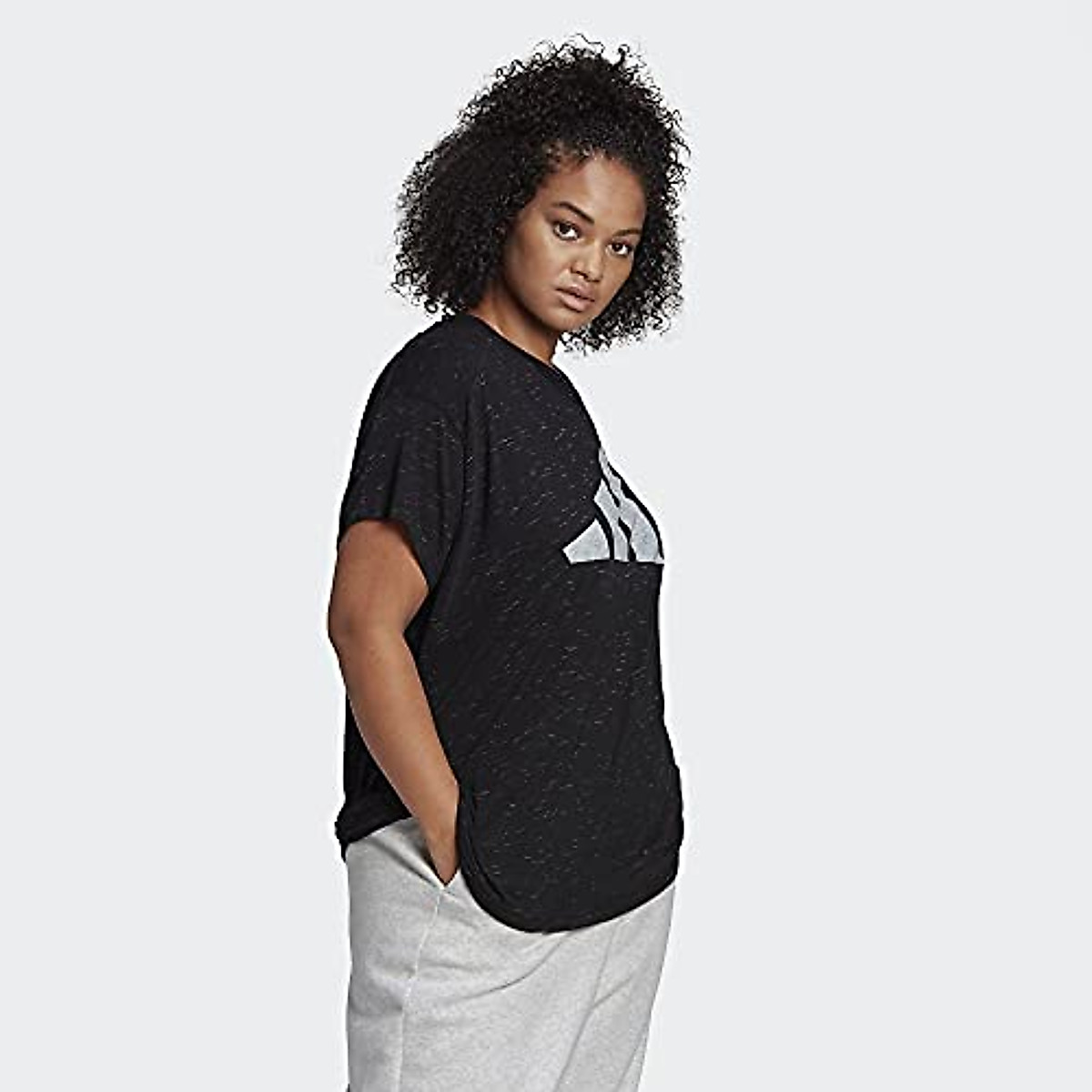 adidas womens Win 2.0 Tee Black Melange 2X