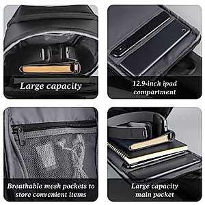 KINGSONS Casual Sling Bag Large Capacity Shoulder Bag Crossbody Bag Lightweight Chest Bag Waterproof Double Ipad Compartment, Suitable for Short Trips Cycling Day Bag