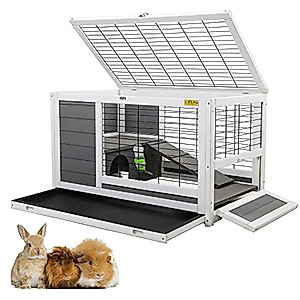 COZIWOW Indoor Outdoor Rabbit Hutch,Small Animal Houses & Habitats, Large Bunny Cage with Removable Tray, Single Level Guinea Pig Hamster Hutch