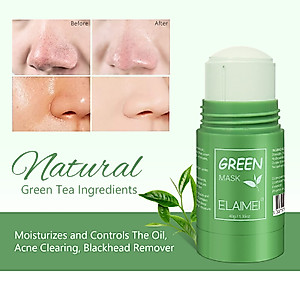 sefudun 2 Pack Green Tea Mask,Green Tea Purifying Clay Mask,Face Moisturizes,Oil Control,Deep Pore Cleansing,Blackhead Remover for All Skin Types Men Women Green Tea Solid Mask (Green 2)