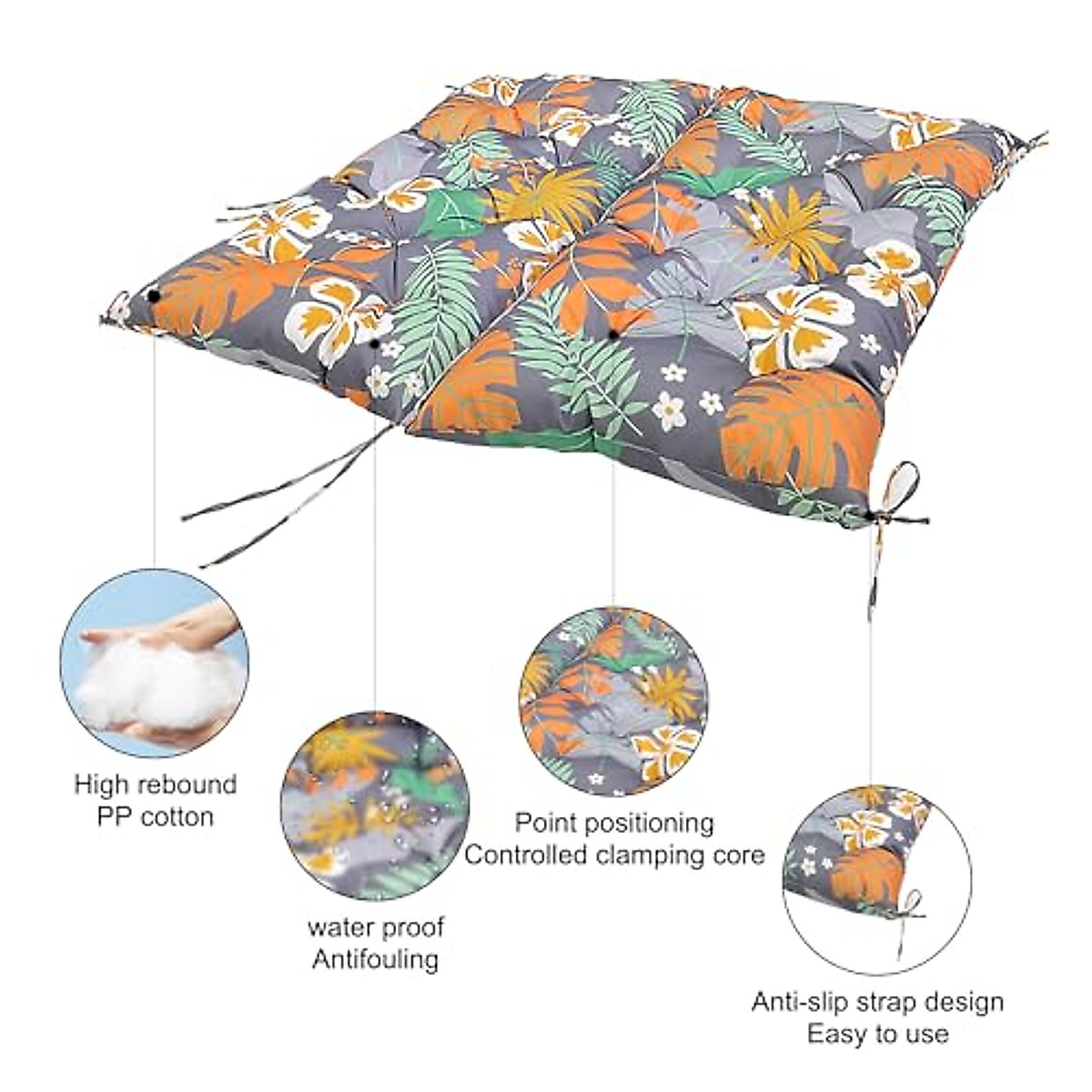 Porch Swing Cushions Outdoor 60 inch Swing Cushion Replacement Outdoor Waterproof Thicken 4" Patio Swing Cushion with Ties for Garden Patio Porch Furniture Swing Outdoor Bench Cushions, 60x 40 inch