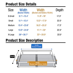 2Pack Expandable Pull Out Cabinet Organizer, 23~39.8"W x 22.5"D Heavy Duty Slide Out Shelves Adjustable Height Cabinet Pull Out Shelves,Expandable Width Spice Rack Organizer for Kitchen Cabinet