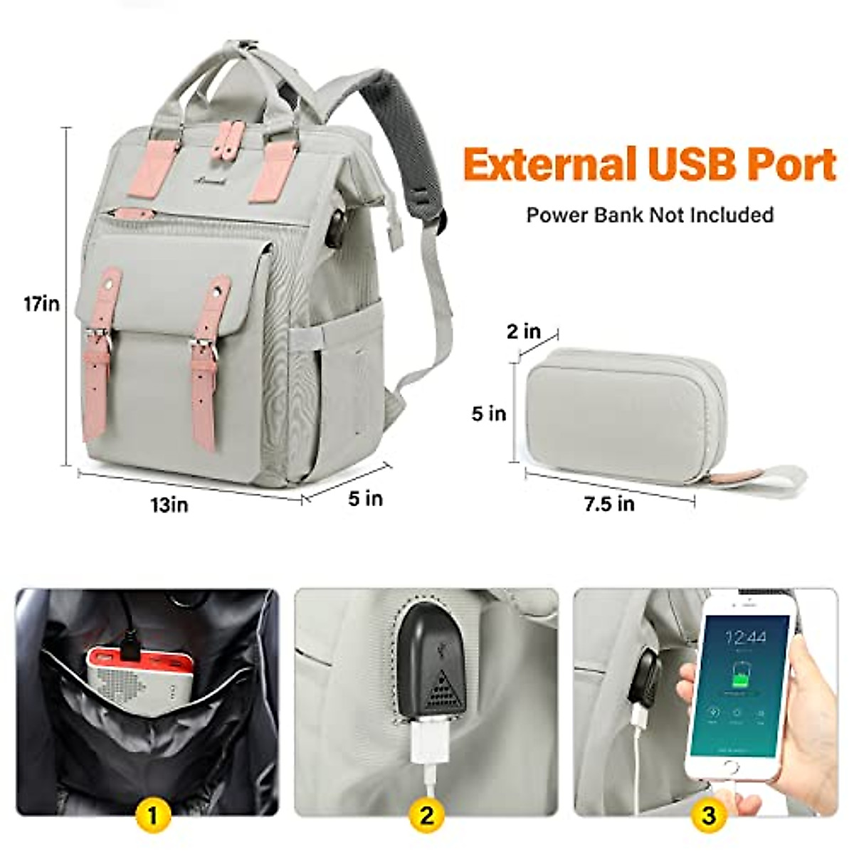LOVEVOOK Laptop Backpack for Women, Teacher Nurse Bag Work Travel Computer Backpacks Purse,Daypack