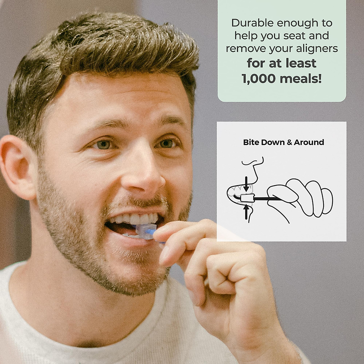 PUL 2-in-1 Aligner Seating Chewie & Removal Tool — Compatible with Invisalign, Removable Braces, Retainers & Trays – Easy-to-Use Remover & Chew, Dental & Oral Care – Pink, Orange, Blue (Pack of 3)