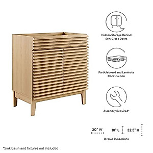 Modway Render 30" Bathroom Vanity in Oak - Sink Basin Not Included