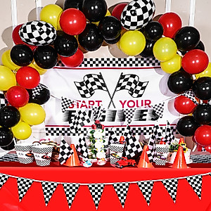 Irenare Car Birthday Party Supplies Racing Party Decorations Road Tablecloth Racetrack Table Runner Table Covers for Kids Boy Car Theme Birthday Party, 54 x 108 Inch (Red,3 Sheets)