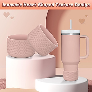 WUQID Heart Shaped Texture Silicone Boot Compatible with Stanle Quencher H2.0 IceFlow Flip 20oz 30oz 40oz,Hydroo Flask 12-24oz (Pink Dusk, ‎Fits Hydro 12-24oz / Stanle 20-40oz Tumbler)