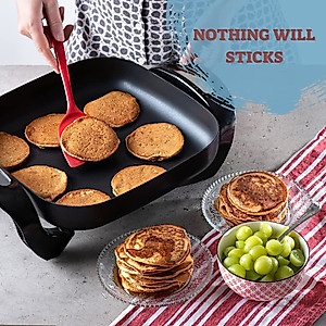 Moss & Stone Nonstick Electric Skillet 12 Inch Aluminum Electric Fryer With 2 Layers Of Non-Stick Coating | Adjustable Temperature Control | Lid With Steam Vent & Heat-Resistant Handle