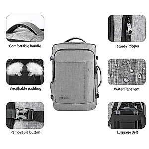 Gieury Carry On Backpack, Extra Large 40-50L Travel Backpack Men & Women, Expandable Backpack Airplanes, 17 Inch Laptop Backpack, Luggage Backpack 40L Daypack Lightweight Business Weekender Bag, Grey
