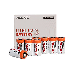 RUIHU CR123A Lithium Battery, 10 Pack 3V 1500mAh Lithium Manganese Dioxide(Li-MnO2) Battery for Flashlight Alarm Smart Sensor Microphones, Non-Rechargeable