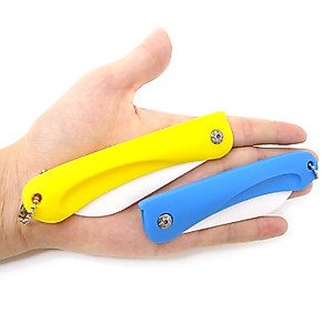 Honbay 2PCS Ceramic Folding Knife Handy Fruit Knife for Home, Travel, Picnic, Camping, etc (Blue+Yellow)