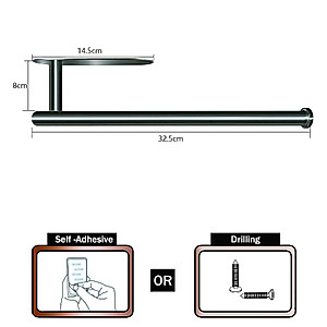 Paper Towel Holder Under Cabinet, 2 pcs Kitchen Wall Mount Stainless Steel Roll Paper Towel Rack