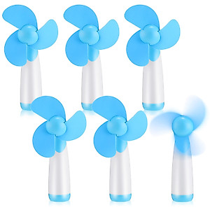 Riakrum 6 Packs Handheld Fan with Soft Foam Blades Quiet Personal Fan Mini Fan Battery Operated Tiny Fan Portable Fan for Travel Home Hiking Makeup (Blue)