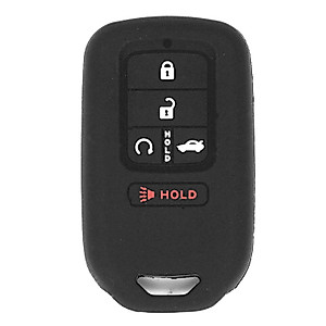 WFMJ 2Pcs Black Silicone for 2019 2018 2015 2016 2017 Honda Civic Accord Pilot CR-V A2C81642600 Smart 5 Buttons Remote Key Cover Chain Case