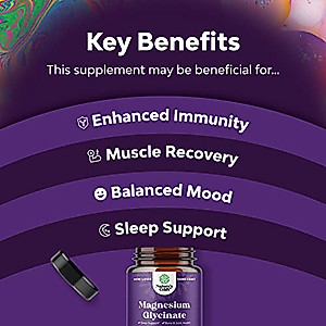 Magnesium Glycinate 400mg Mineral Supplement - Calming Magnesium Supplement for Women and Mens Natural Sleep Support Bone Health Immunity Mood Support Heart Health and Muscle Recovery
